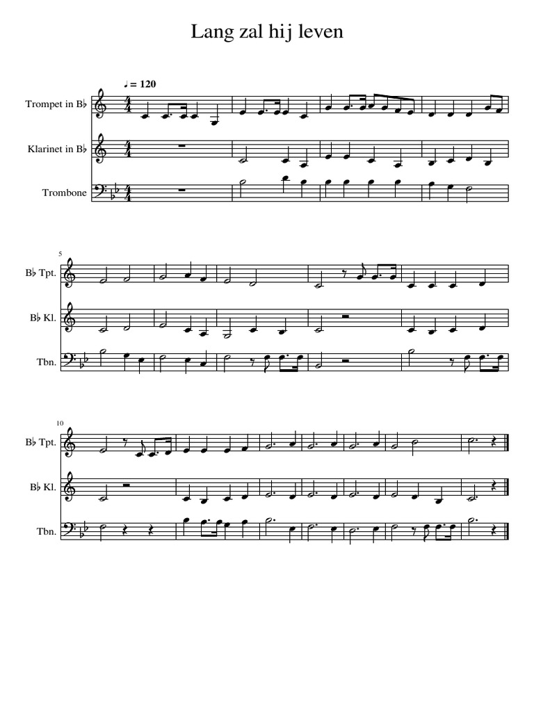 Lang Zal Ze Leven Trompet Trombone Klarinet | PDF