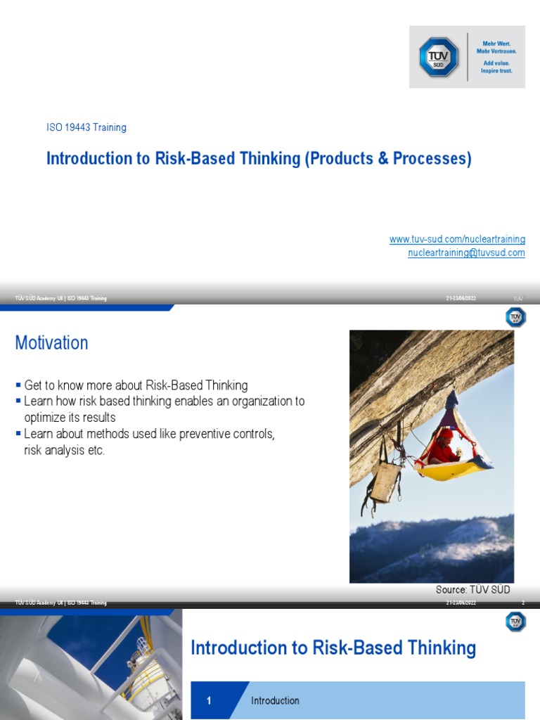 04 ISO 19443 Introduction To Risk-Based Thinking | PDF | Risk | Risk ...