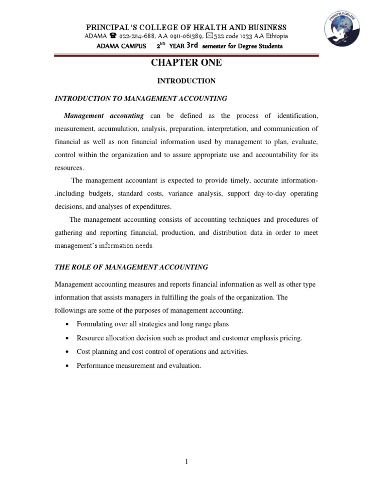 Cma - Chapter One | PDF | Management Accounting | Accounting