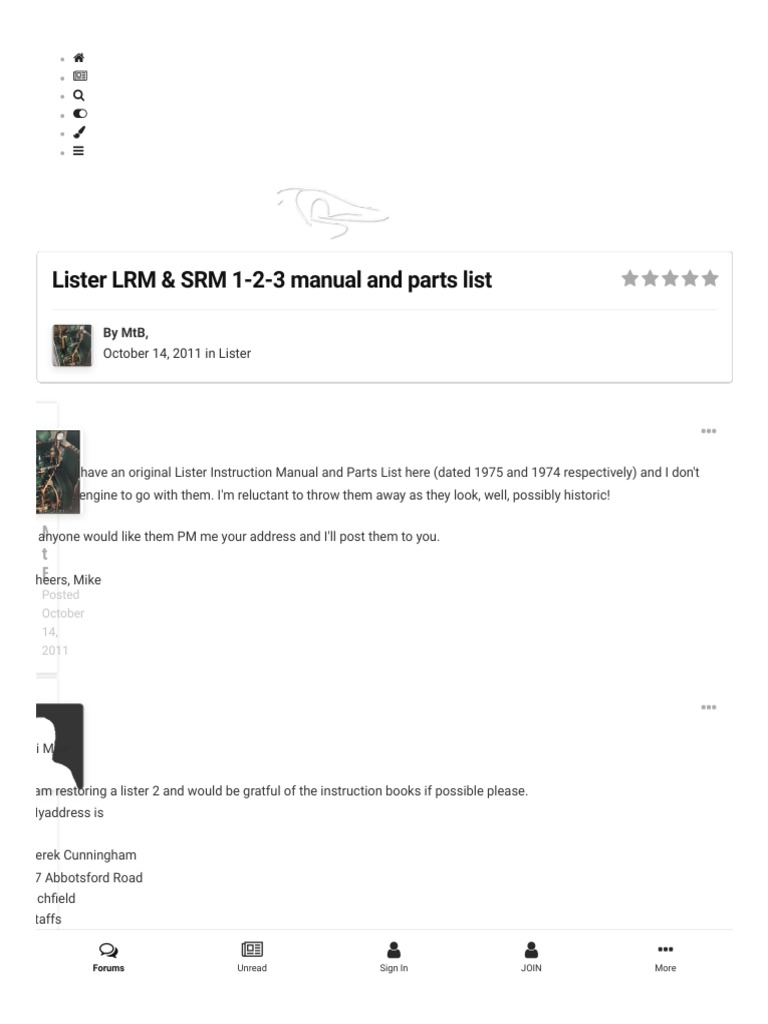 Lister LRM & SRM 1-2-3 Manual and Parts List - Lister - Canal World | PDF | Information Age ...