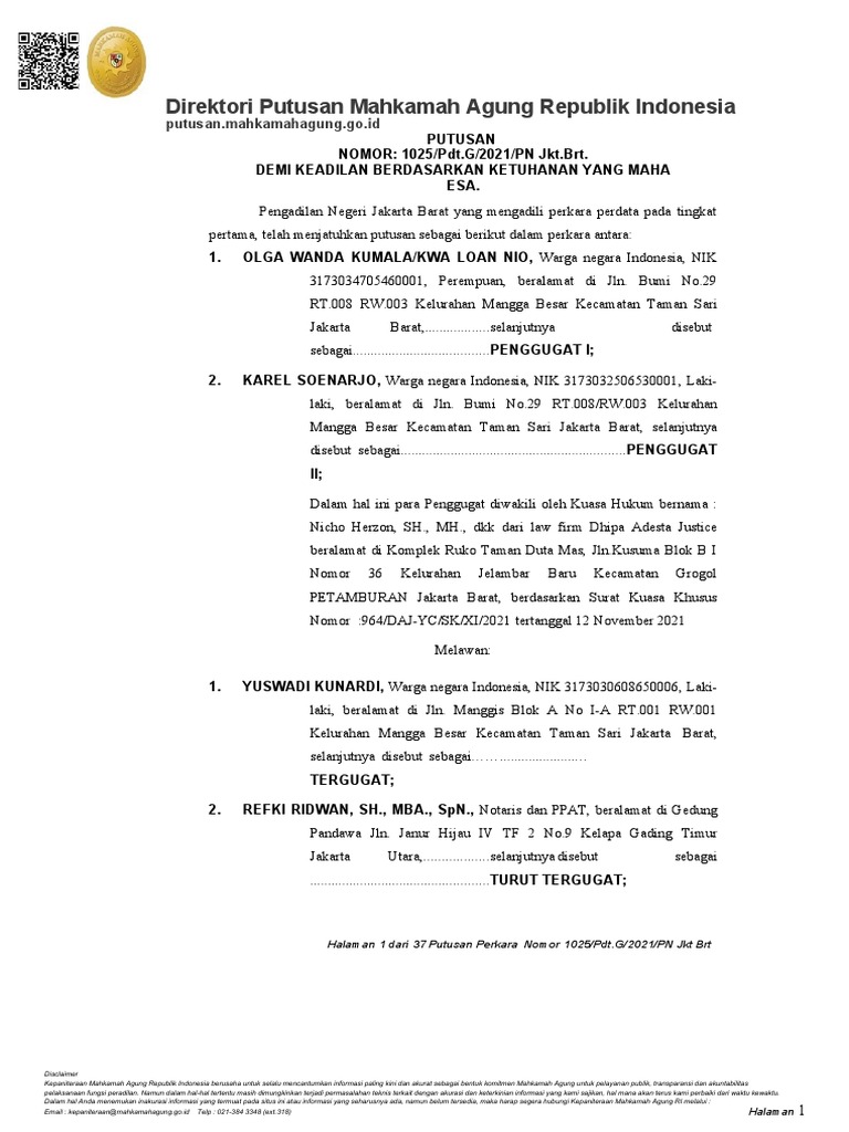 Putusan Perdata Perkara Wanprestasi | PDF