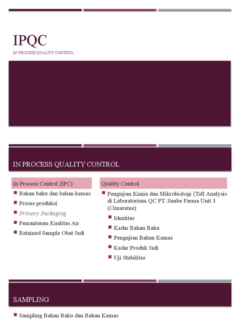 Presentasi Untuk PKPA - IPQC | PDF