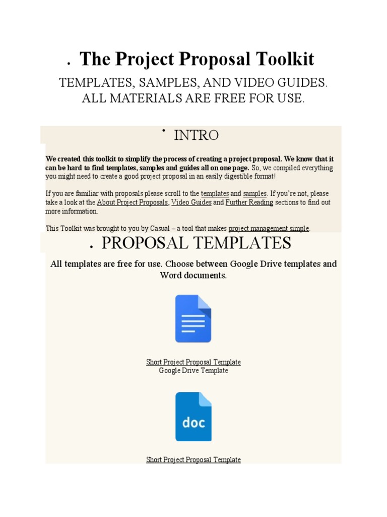 Project Proposal Toolkit Overview | PDF | Non Governmental Organization ...