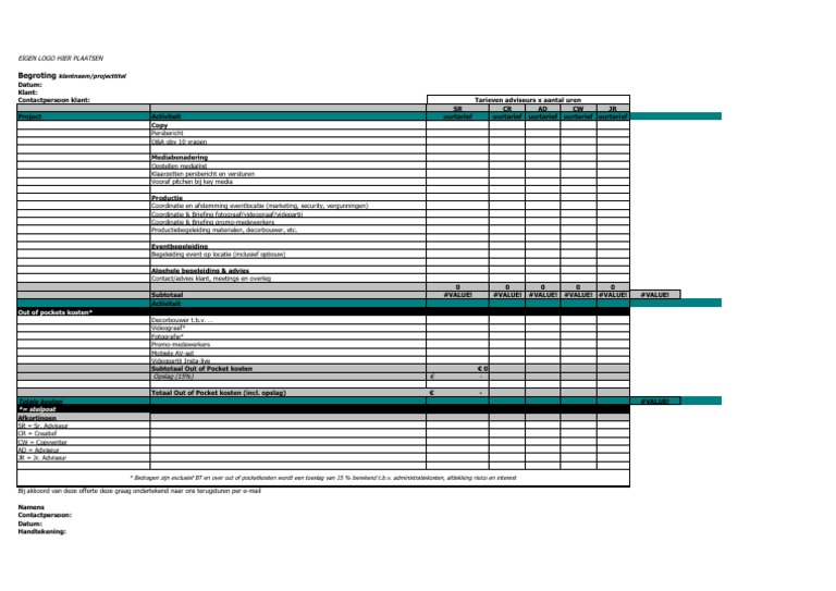 Begroting (Offerte) Template | PDF