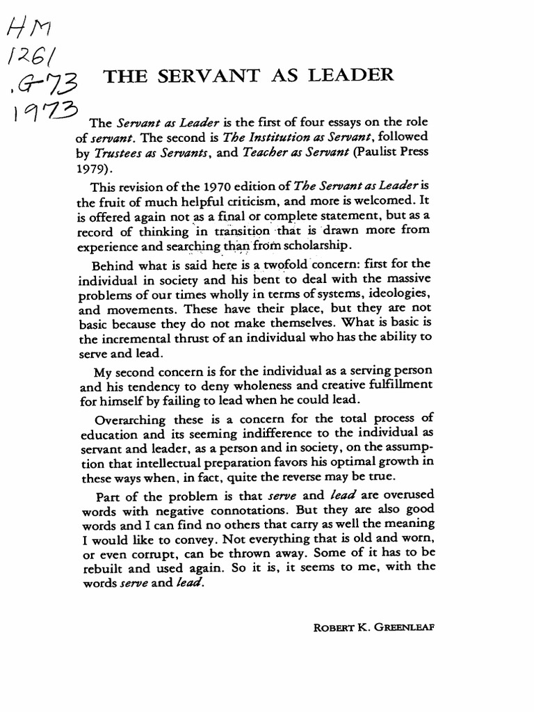 The Servant As Leader | PDF