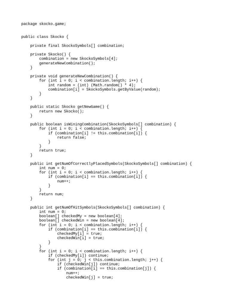 Skocko Game Code Overview | PDF