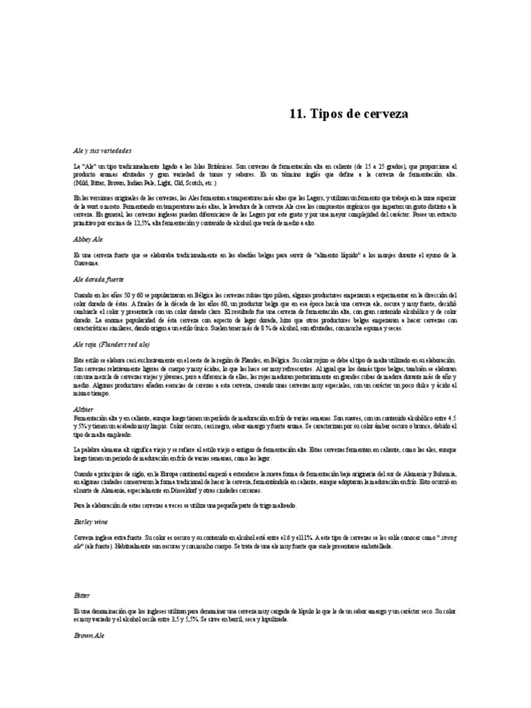Capa 11. Tipos de Cerveza | PDF | Cerveza inglesa | Cerveza