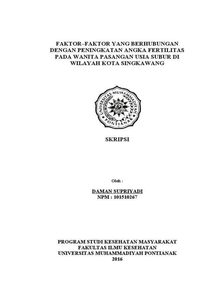 Halaman Awal Skripsi Fertilitas | PDF
