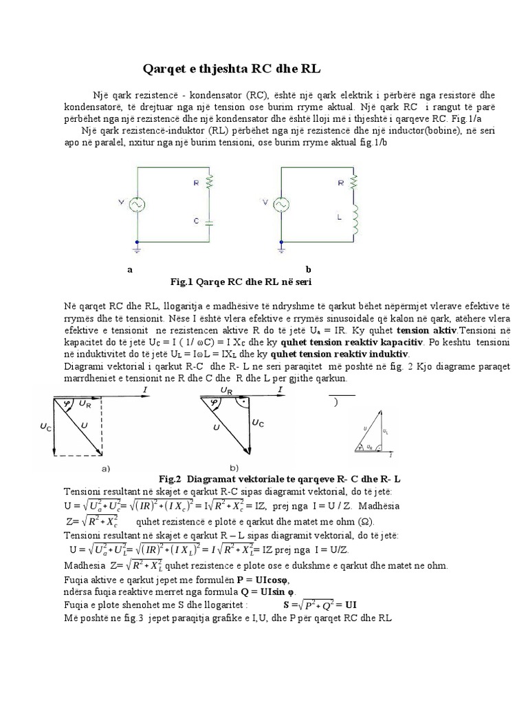 Fuqia Ne Qarqet e Thjeshta RC Dhe RL | PDF