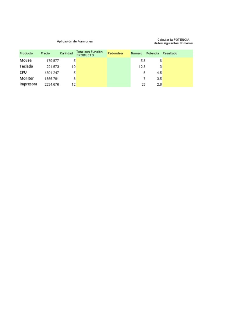 Ejercicios Func. Matemáticas y Estadísticas - Sesión 01 | PDF