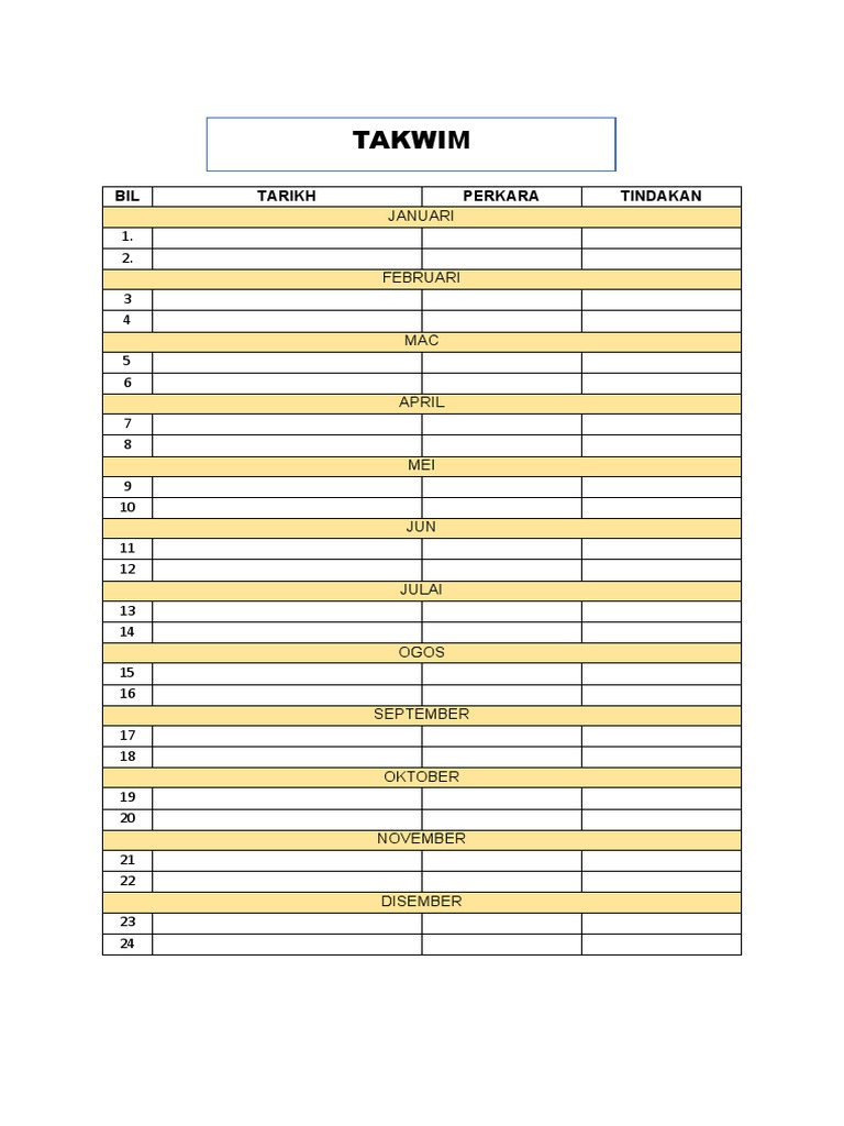 Template Takwim | PDF