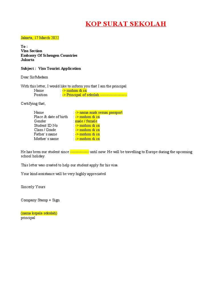 Contoh Surat Sekolah | PDF
