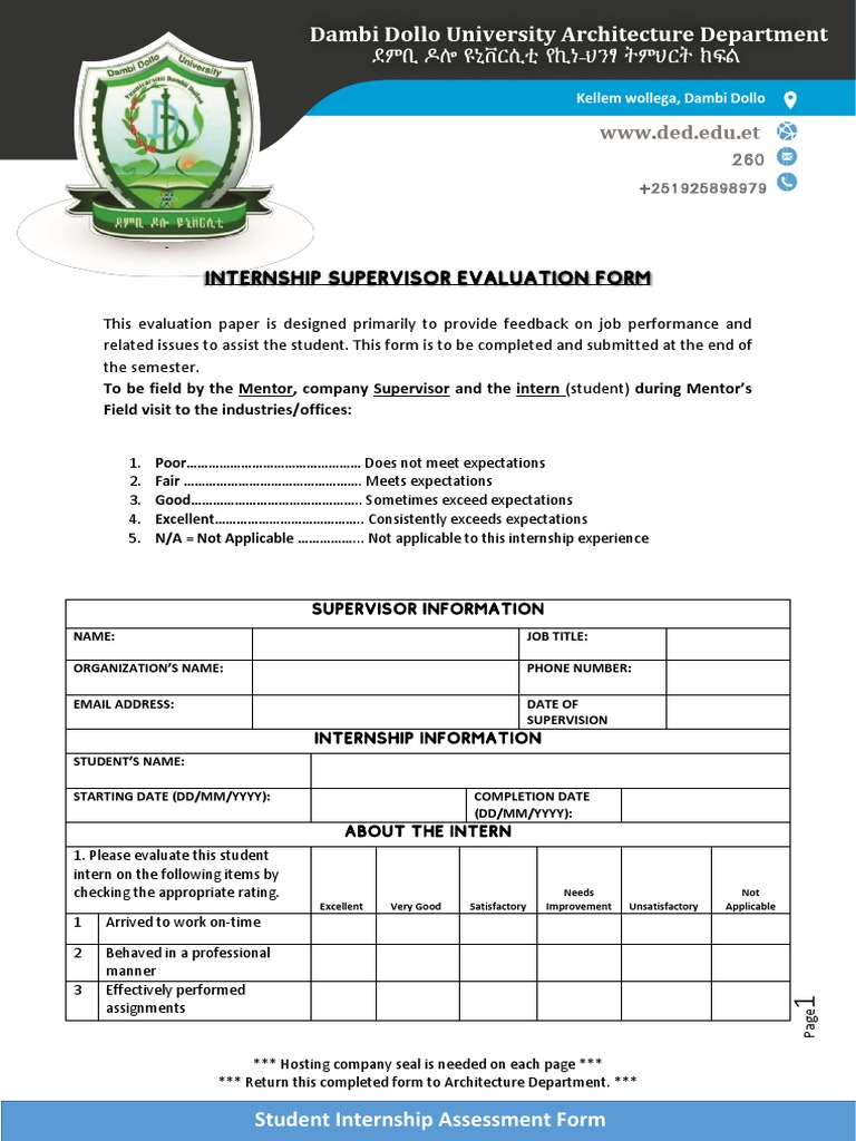 Internship Supervision Form | PDF | Internship | Job Hunting