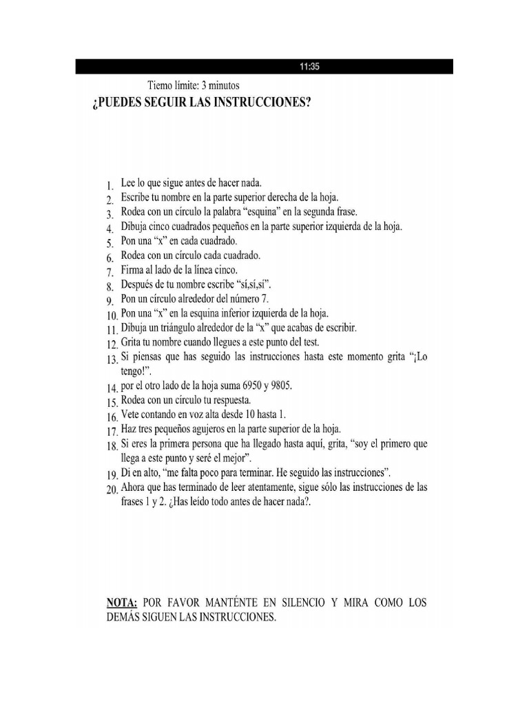 Ejercicio para Seguir Instrucciones | PDF