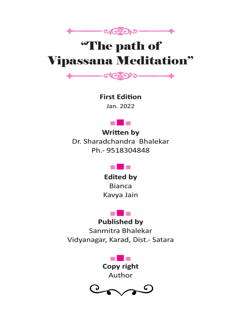 Vipassana Meditation Book Bhalekar Sir 18.01.2022 | PDF | Vipassanā | Mind