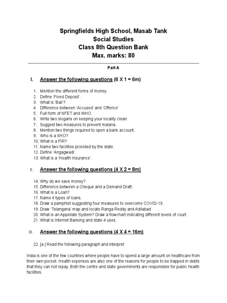 Social Studies - Question Bank | PDF | Banks | Judgment (Law)
