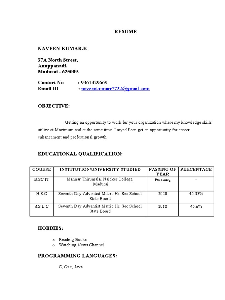 NAVEEN RESUME f | PDF