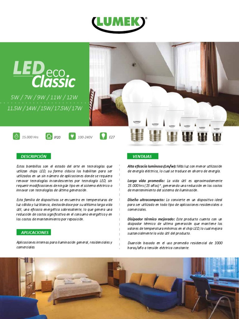 Ficha Técnica Led Eco Classic 100-240V | PDF | Diodo emisor de luz ...