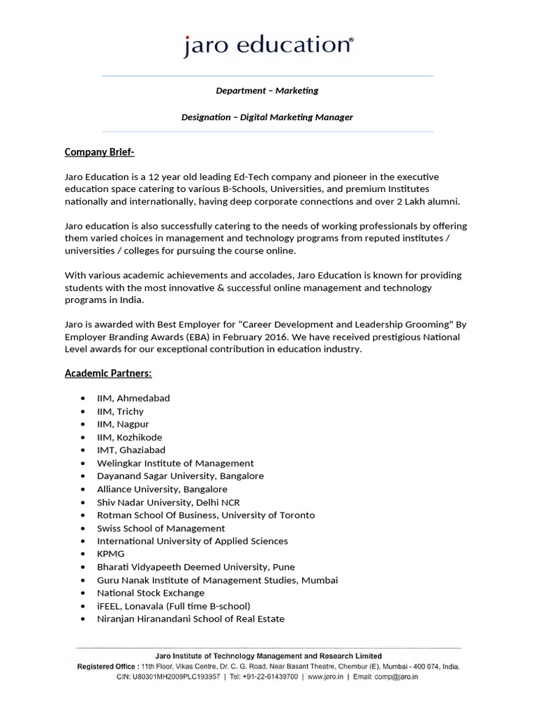 JD - Digital Marketing | PDF | Digital Marketing | Business