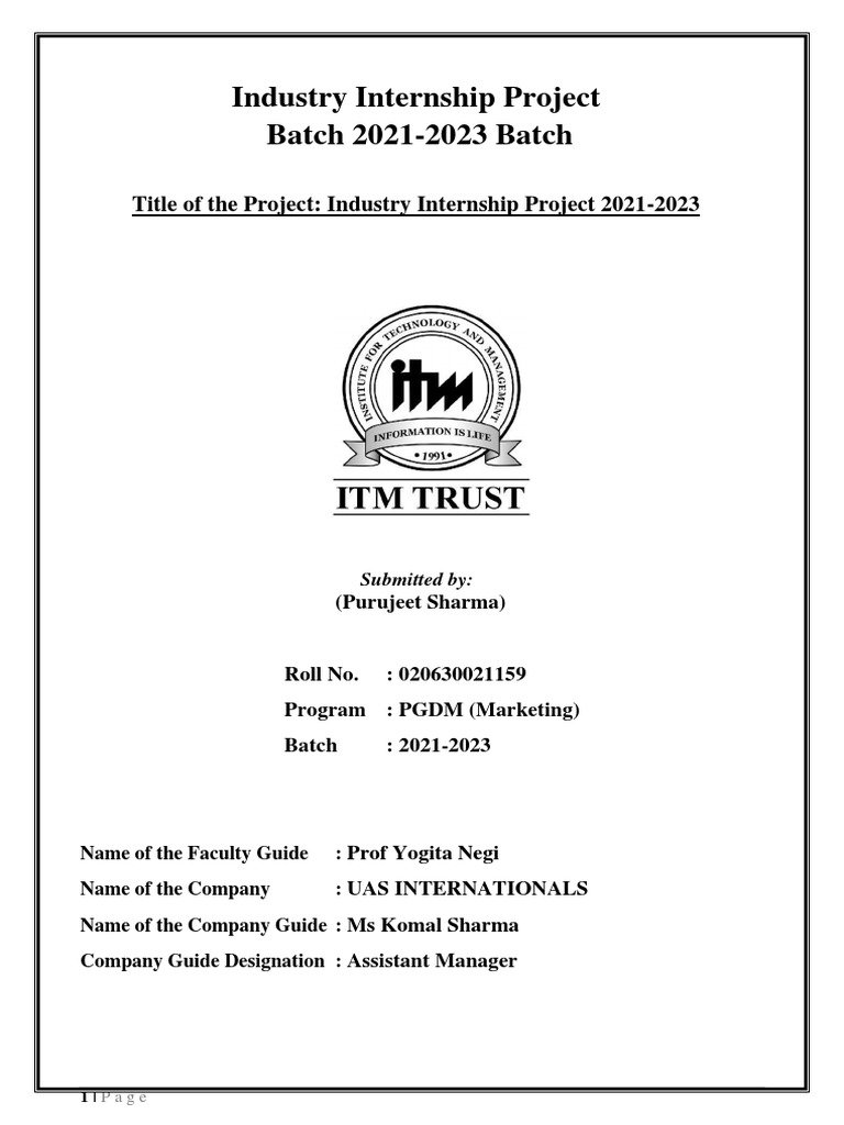 Iip Final Report Purujeet Sharma | PDF | Sales | Insurance