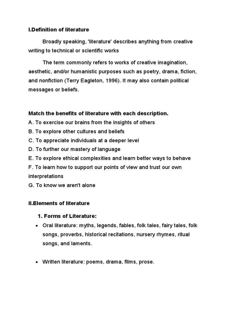 Definition of Literature | Download Free PDF | Poetry | Plot (Narrative)