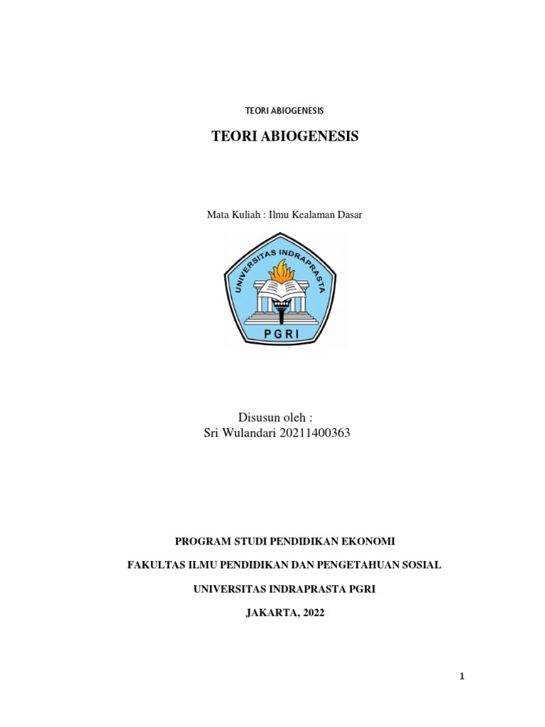 Makalah Teori Abiogenesis | PDF