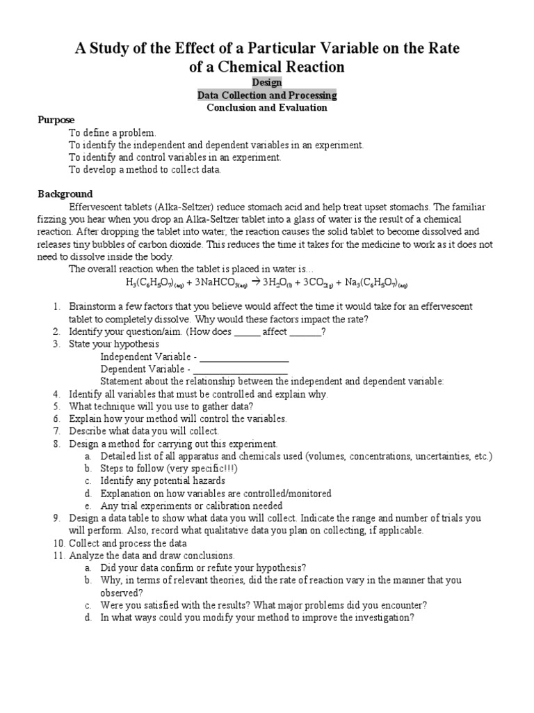 Factors Affecting Effervescent Tablets | PDF | Experiment | Chemical ...