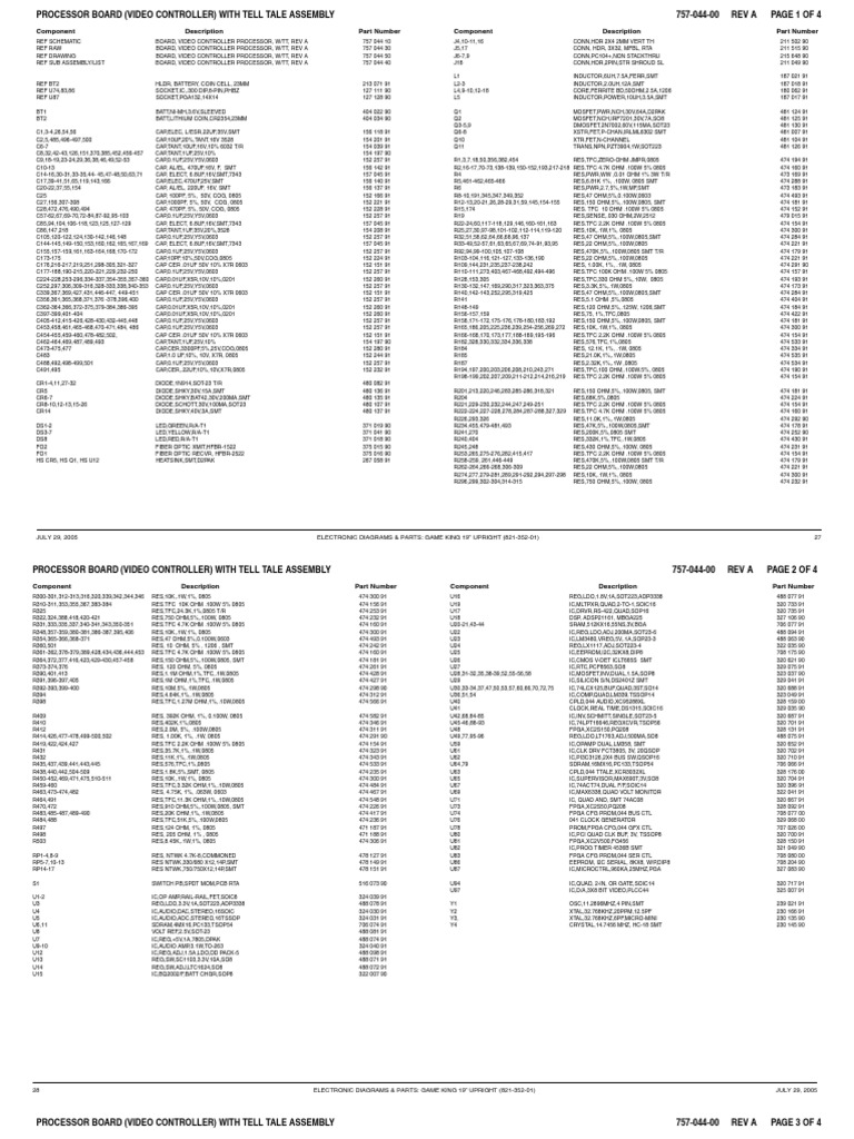 IGT Game King 044 Video CTRL Board Drawing Assy (757-044-10) | PDF | Electronic Design ...