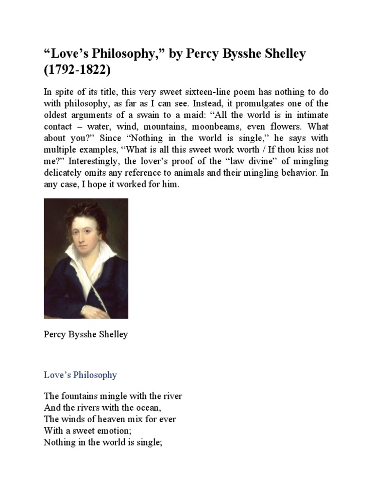 Shelley’s Love’s Philosophy Analysis | PDF