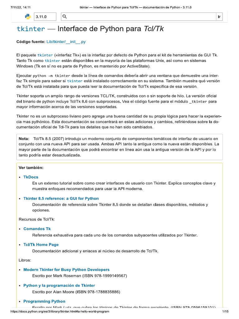 Tkinter - Interface de Python para TCL - TK - Documentación de Python ... Tkinter - Interface de Python para TCL - TK - Documentación de Python ...