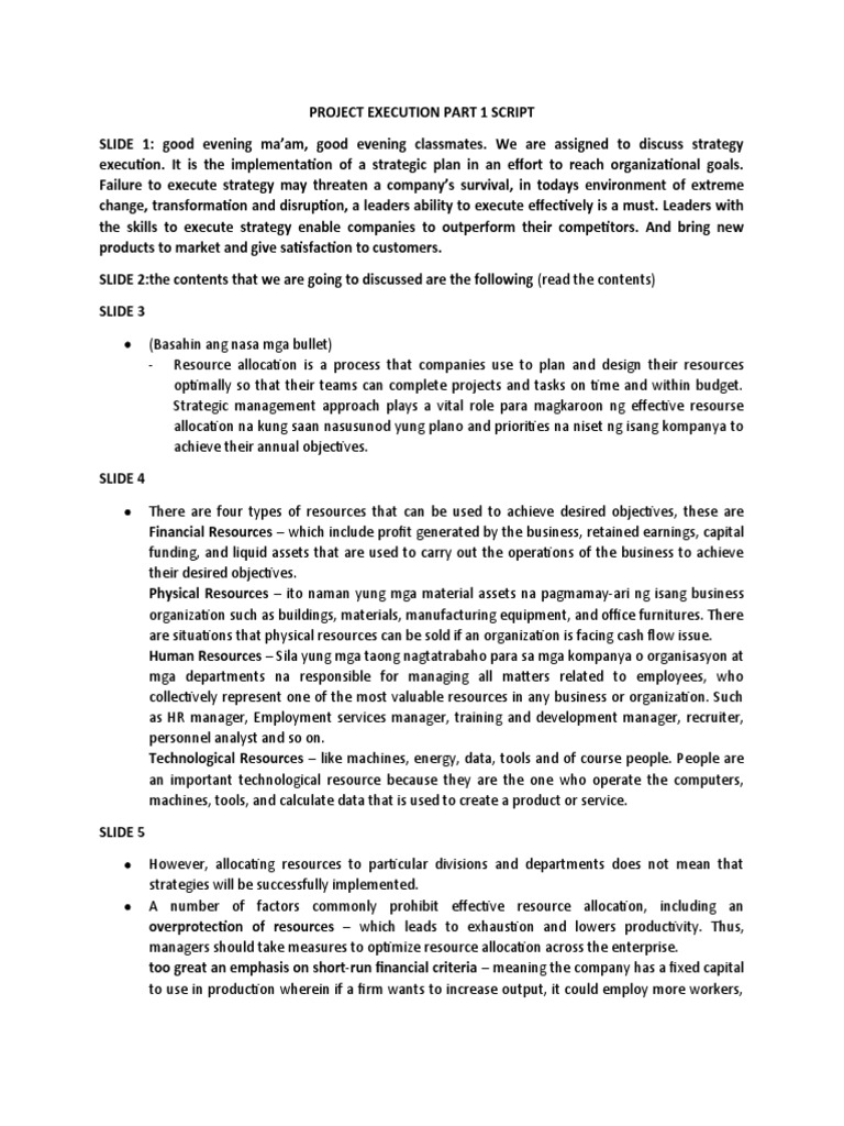 Strategy-Execution-Script 2 | PDF | Strategic Management ...