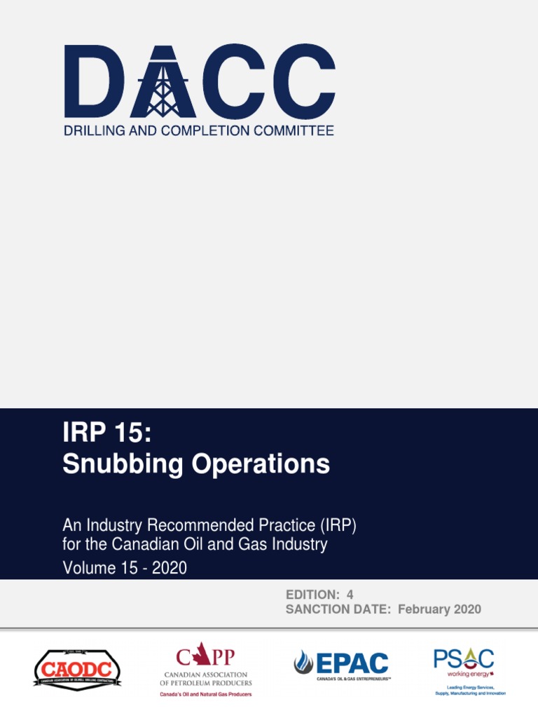 Snubbing IRP 15 Sanctioned February 2020 | PDF | Casing (Borehole ...