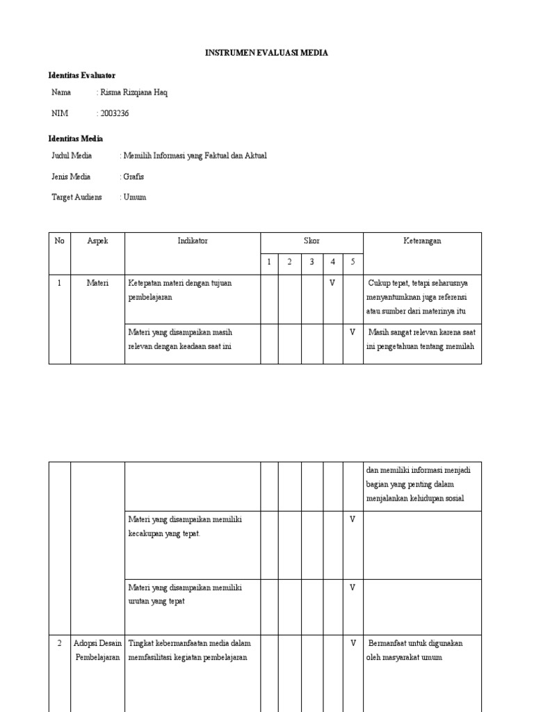 Instrumen Penilaian Media Pembelajaran | PDF Instrumen Penilaian Media Pembelajaran | PDF