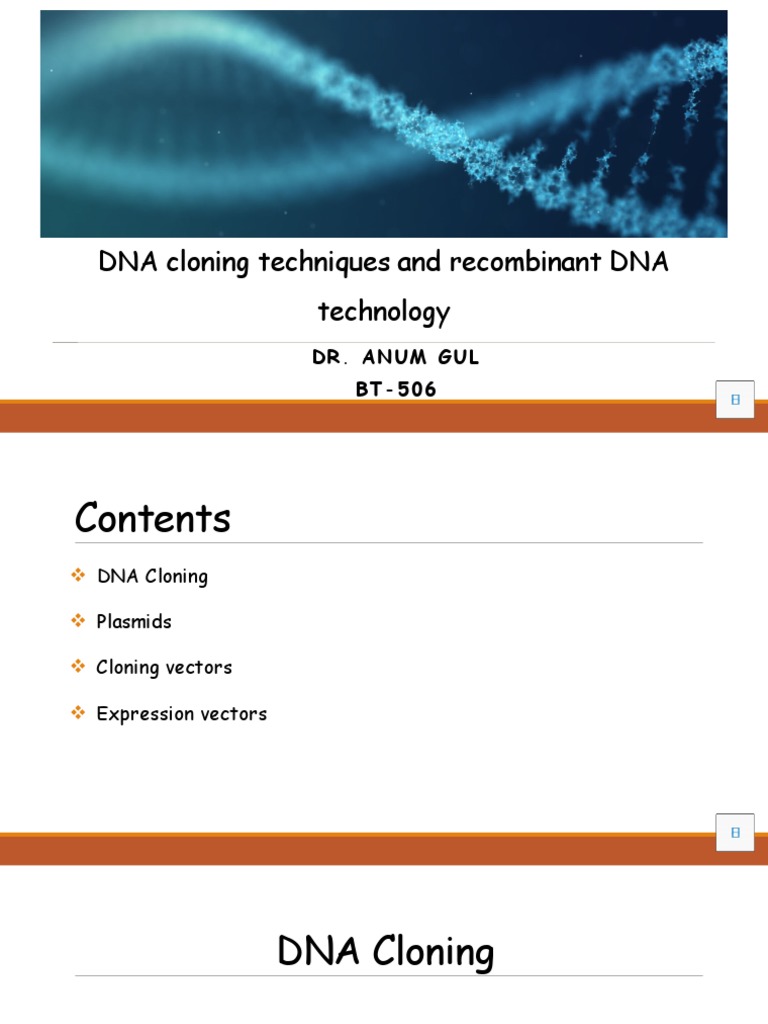 DNA Cloning Techniques and Recombinant DNA Technology | PDF | Plasmid | Molecular Cloning