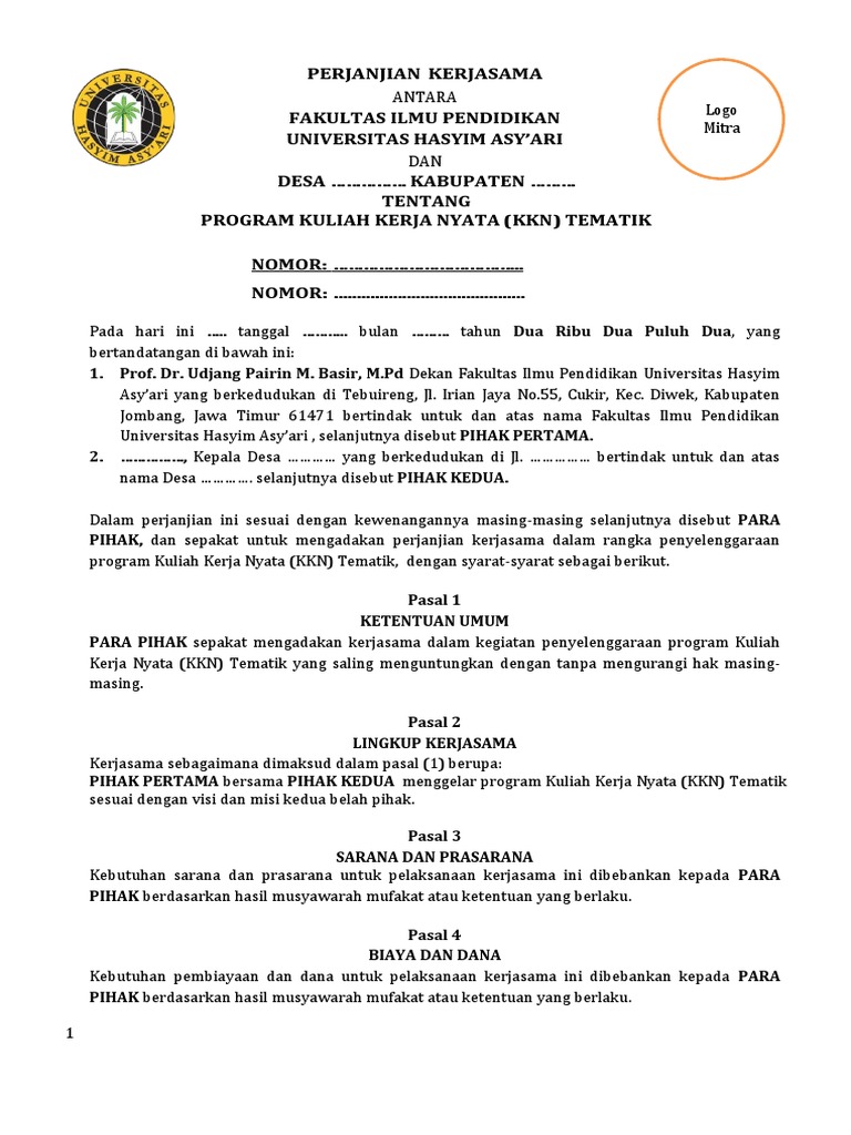 Template Pks Fip - KKN | PDF