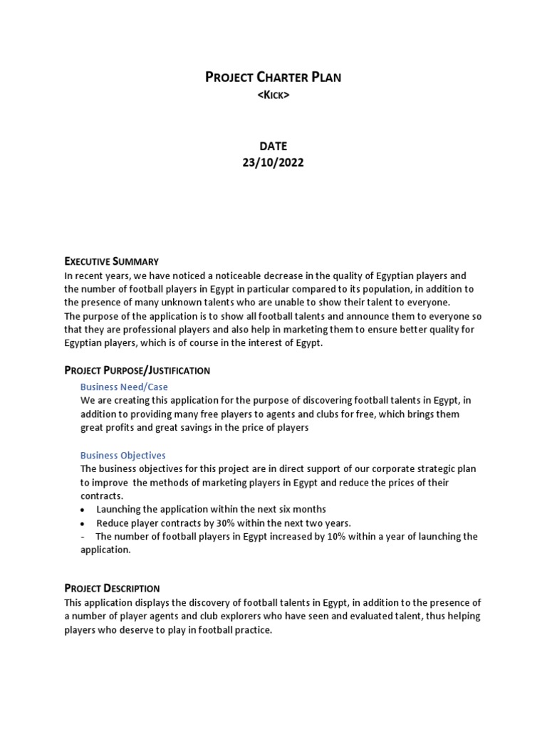 Project Charter Plan | PDF | Application Software | Marketing