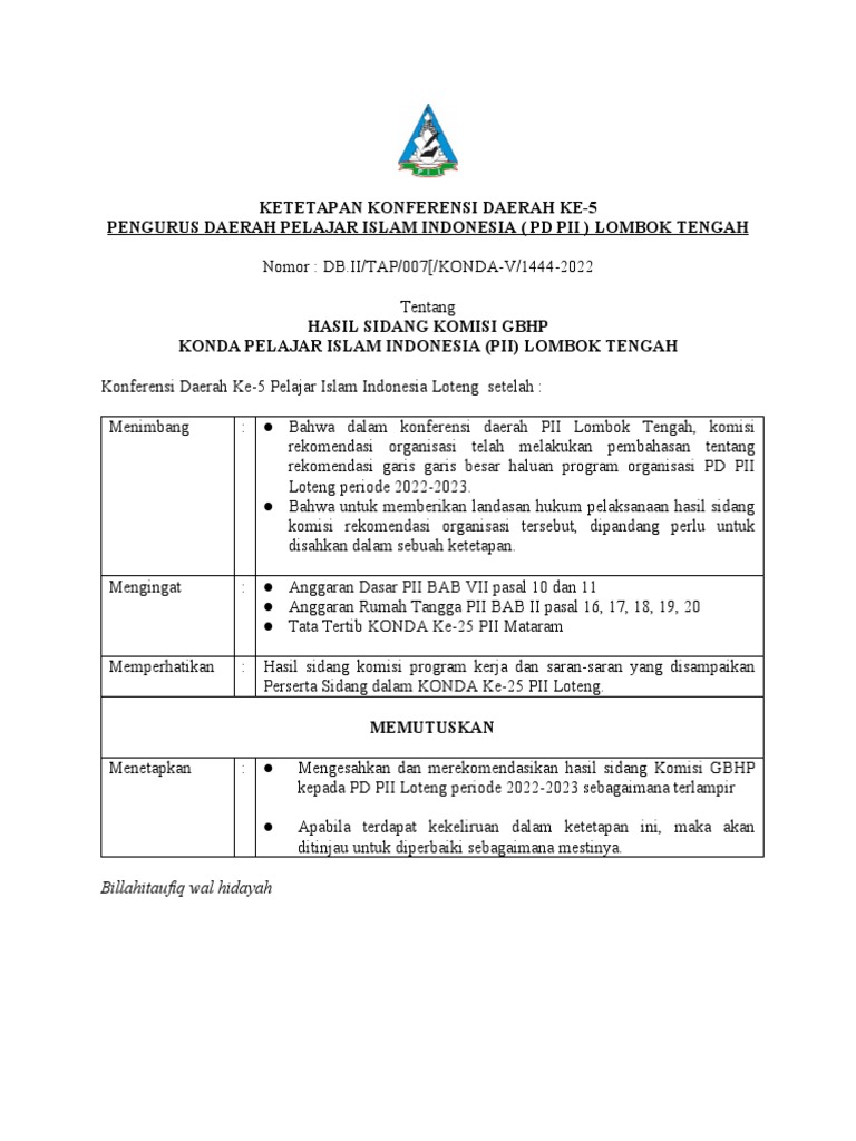 Pengesahan GBHP | PDF