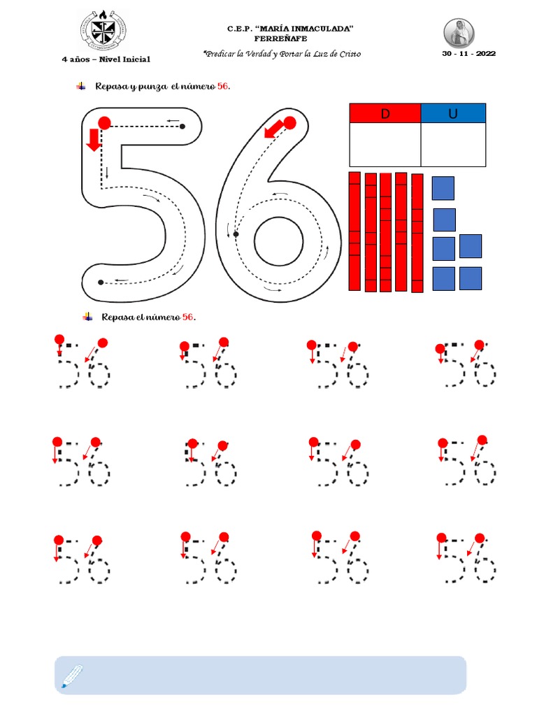 Actividades preescolar número 56 y dibujo | PDF