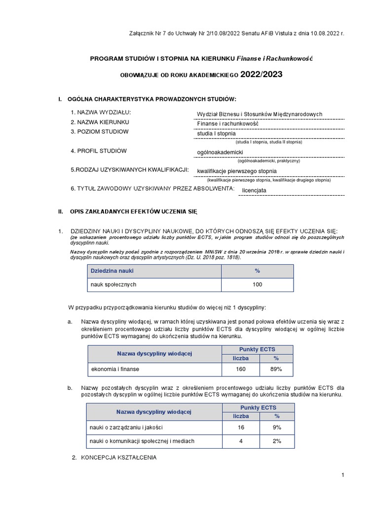 Zał. 7 Program FiR - I ST - 2022-2023 | PDF