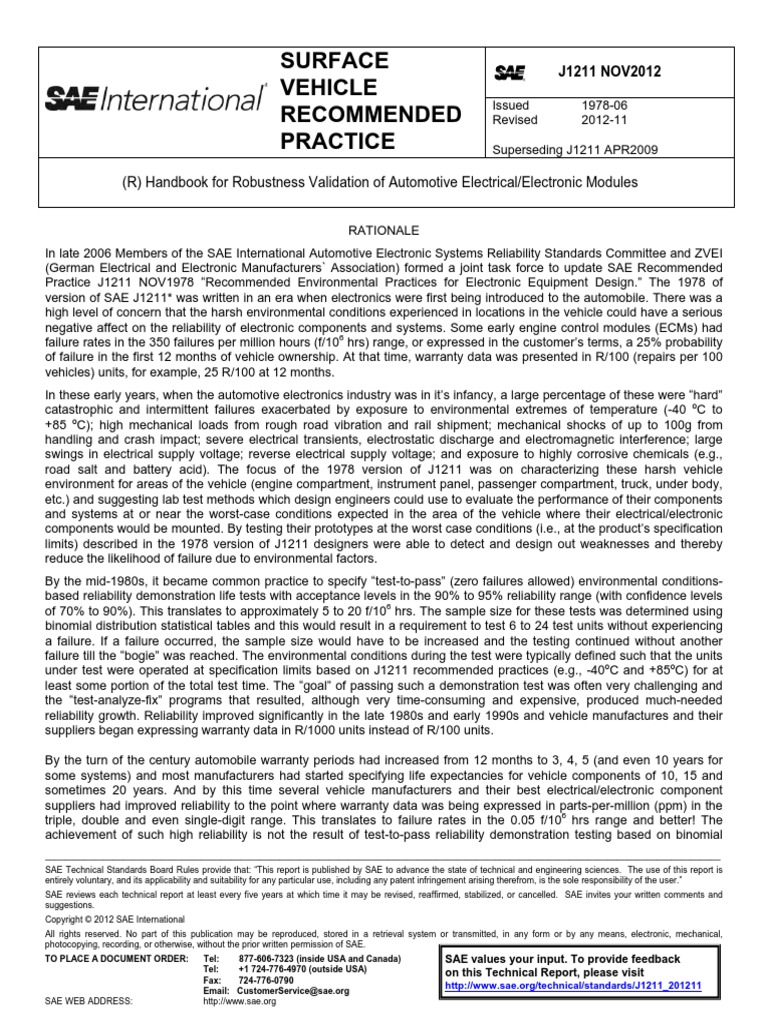 Sae J1211-2012 | PDF | Reliability Engineering | Verification And Validation