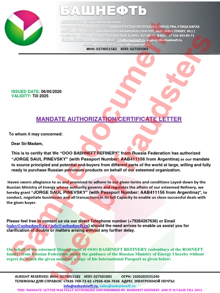 Sample of The Madate Authorization Letter | PDF | Government