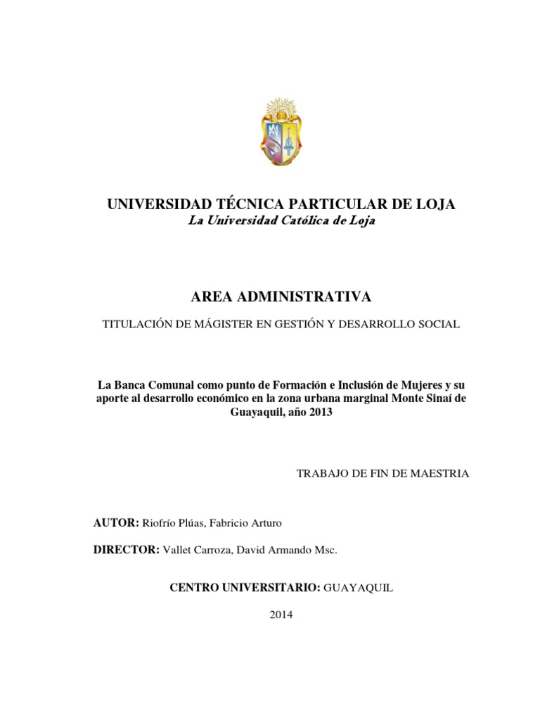 La Banca Comunal Como Punto de Formación e Inclusión de Mujeres | PDF ...