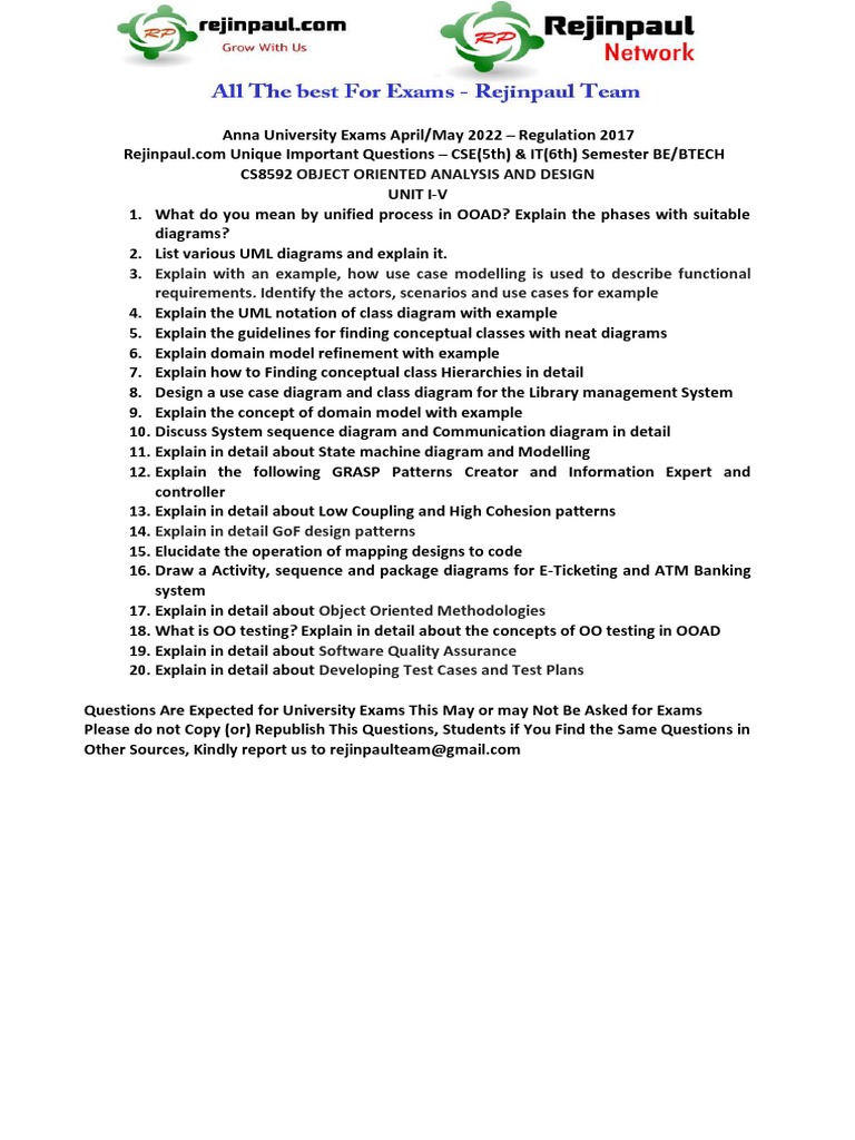 CS8592 Ooad Iq | PDF