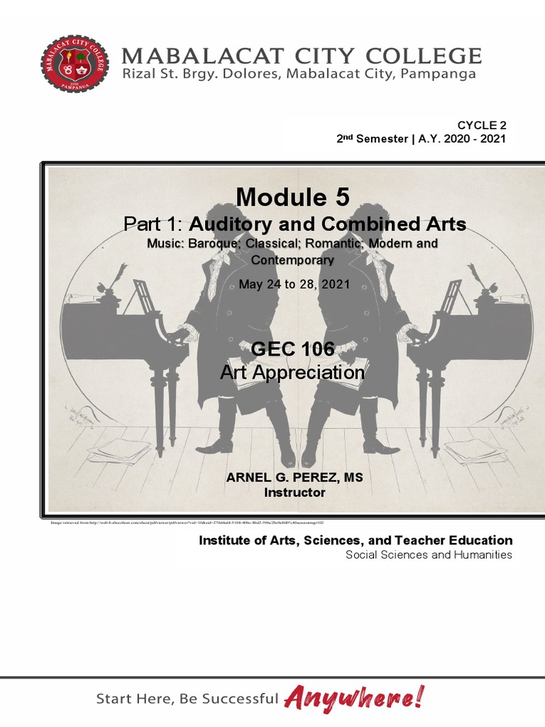 Module 5 in Arts Appreciation | PDF | Baroque Music | Classical Period ...