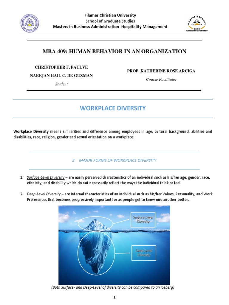 Topic 2 - Workplace Diversity (Faulve - de Guzman) Handout | PDF ...