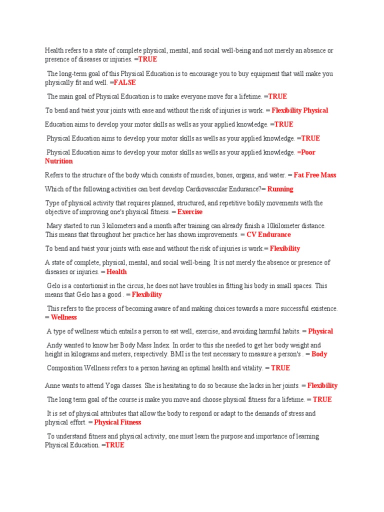 P.E. Reviewer2 | PDF | Physical Fitness | Heart