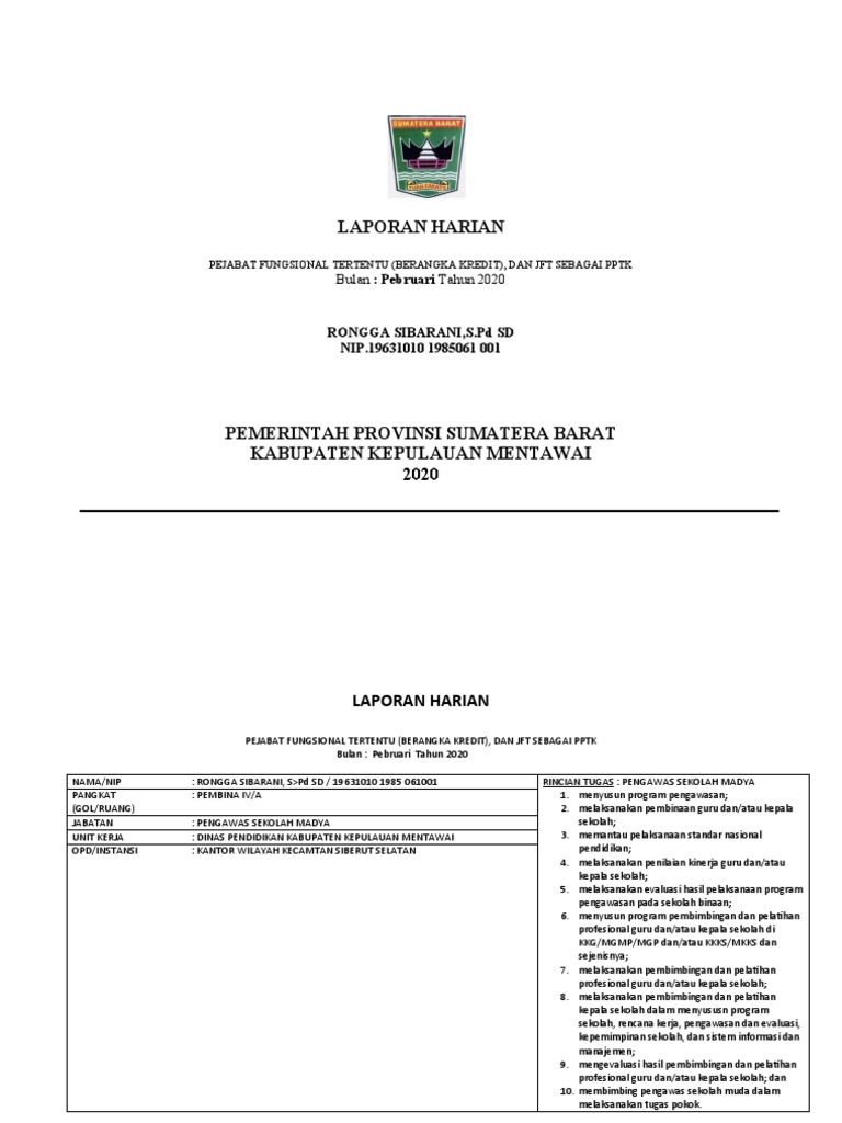 Contoh Laporan Harian Pengawas | PDF
