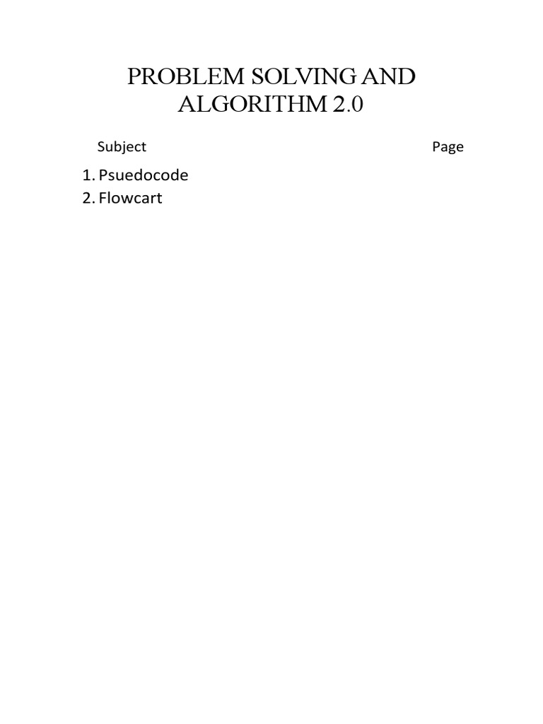 Problem Solving and Algorithm | PDF