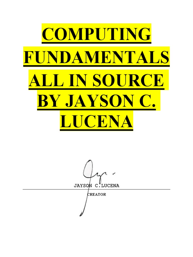 Computing Fundamentals All in Source by Jayson C. Lucena Version 2.0 PDF | PDF | Spreadsheet ...
