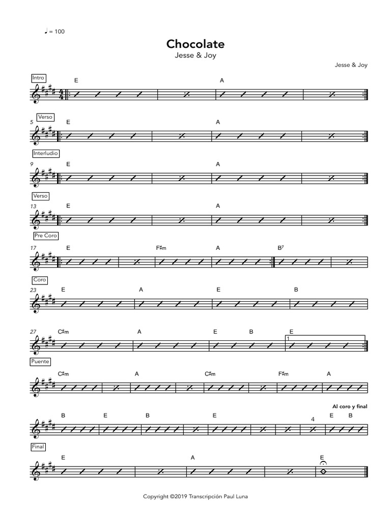 Chocolate - Partitura Completa | PDF